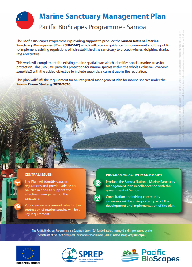Marine Sanctuary Management Plan, Pacific BioScapes Programme - Samoa | PIPAP